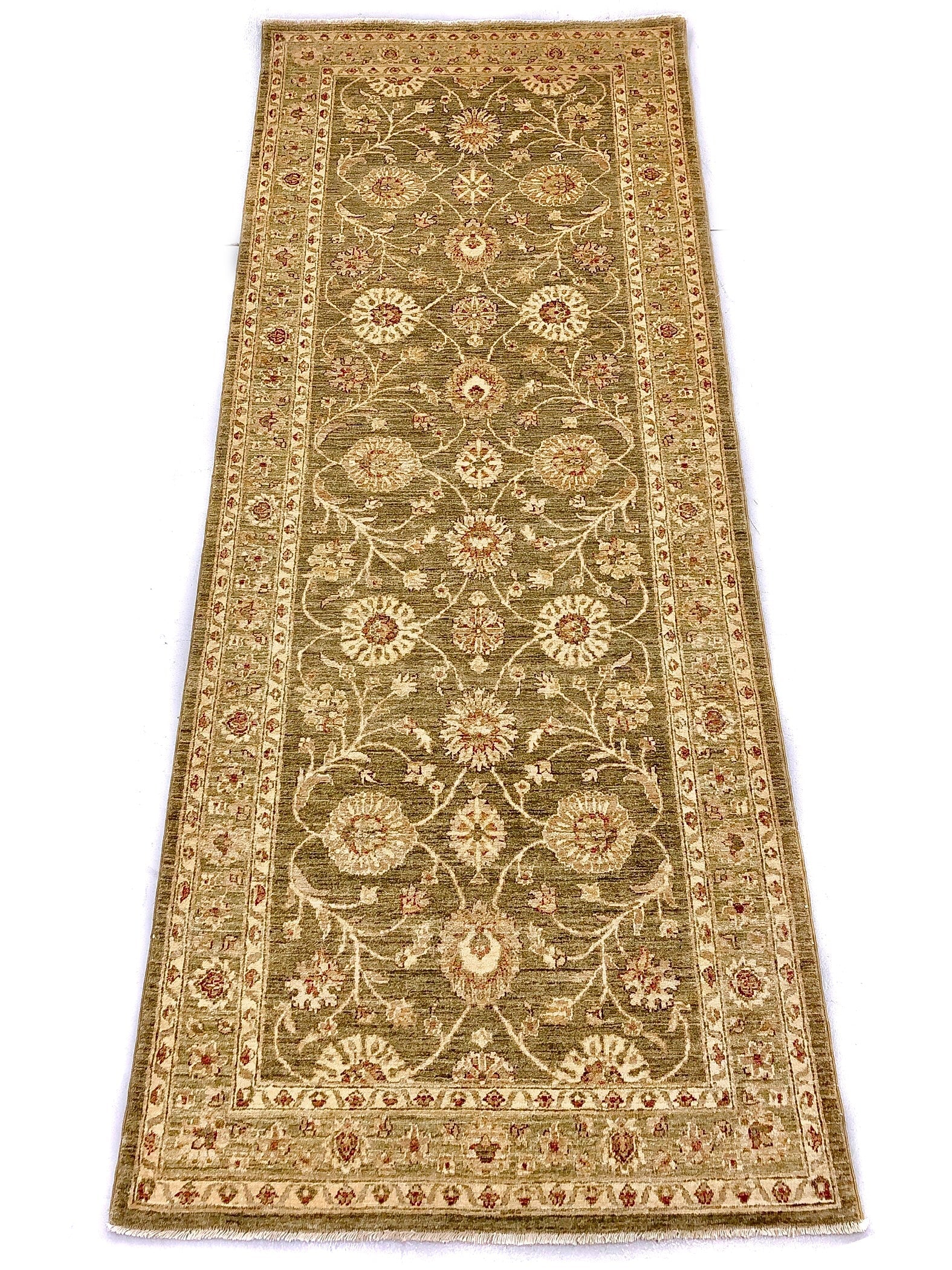 Chobi-Farahan (4'x10' Runner) green/gold – Kirishian Rugs